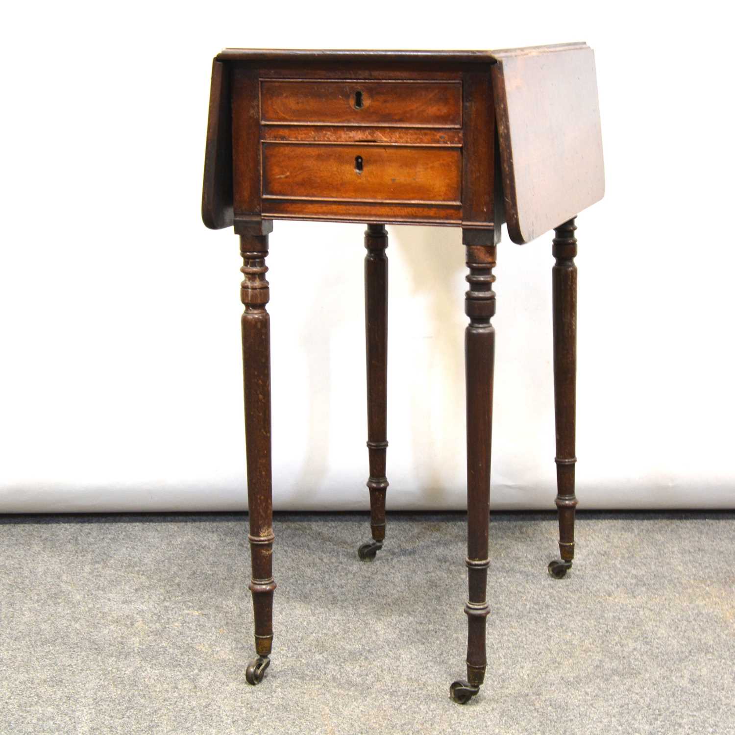 Lot 382 - Victorian mahogany drop-leaf work table,