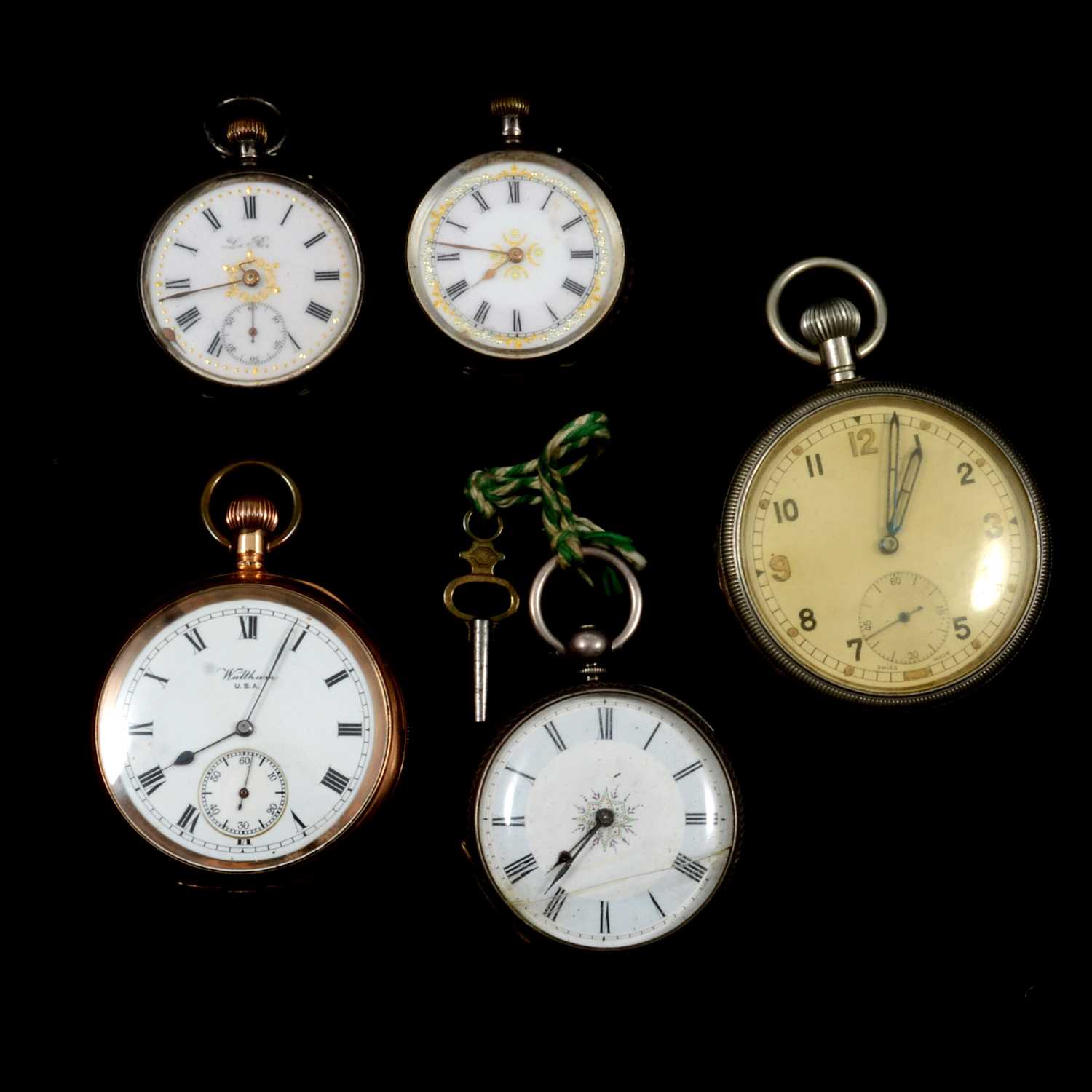 Lot 152 - Five pocket/fob watches.