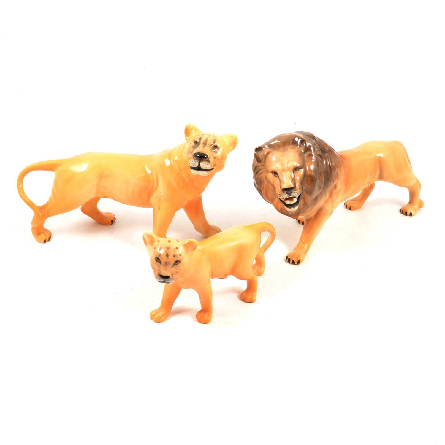 Lot 86 - Beswick pottery lion family,