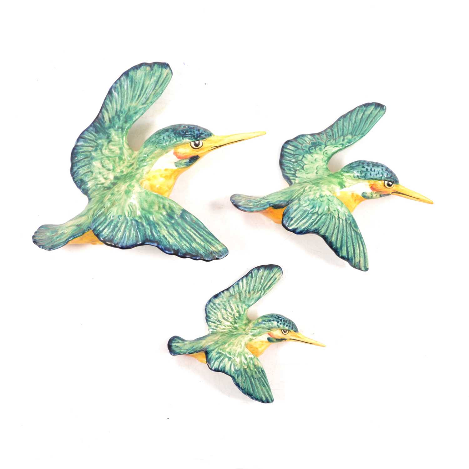 Lot 82 - Set of thee Beswick pottery kingfisher wall