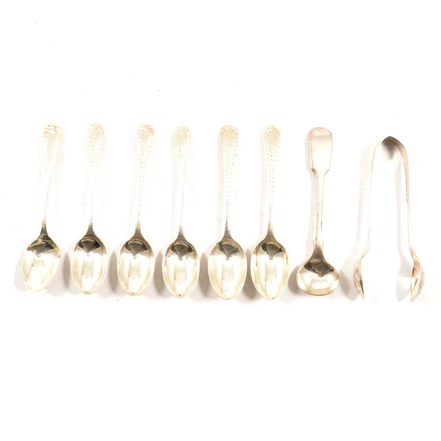 Lot 240 - Set of six silver coffee spoons and matching