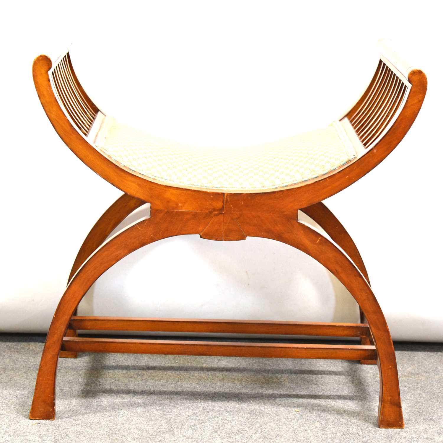 Lot 464 - Victorian satinwood elbow chair and a stool