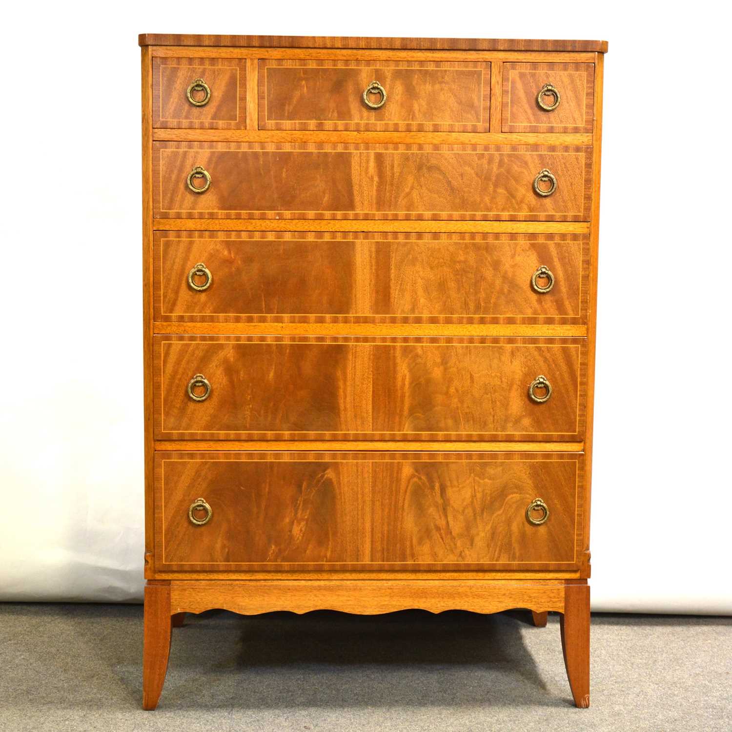 Lot 389 - Mahogany reproduction tallboy chest,