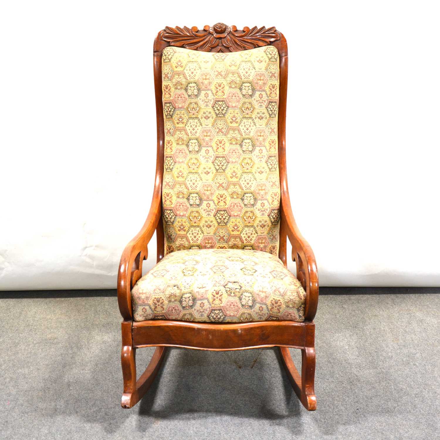 Lot 402 - Victorian mahogany rocking chair,