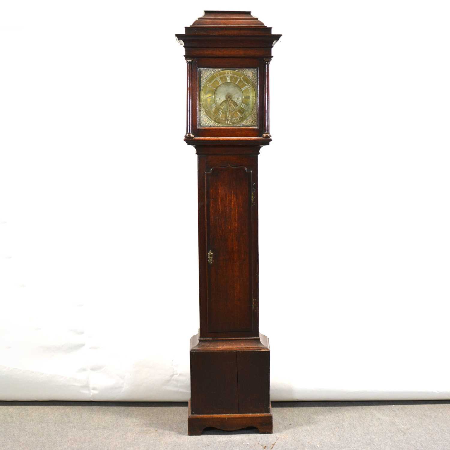 Lot 380 - Oak longcase clock,