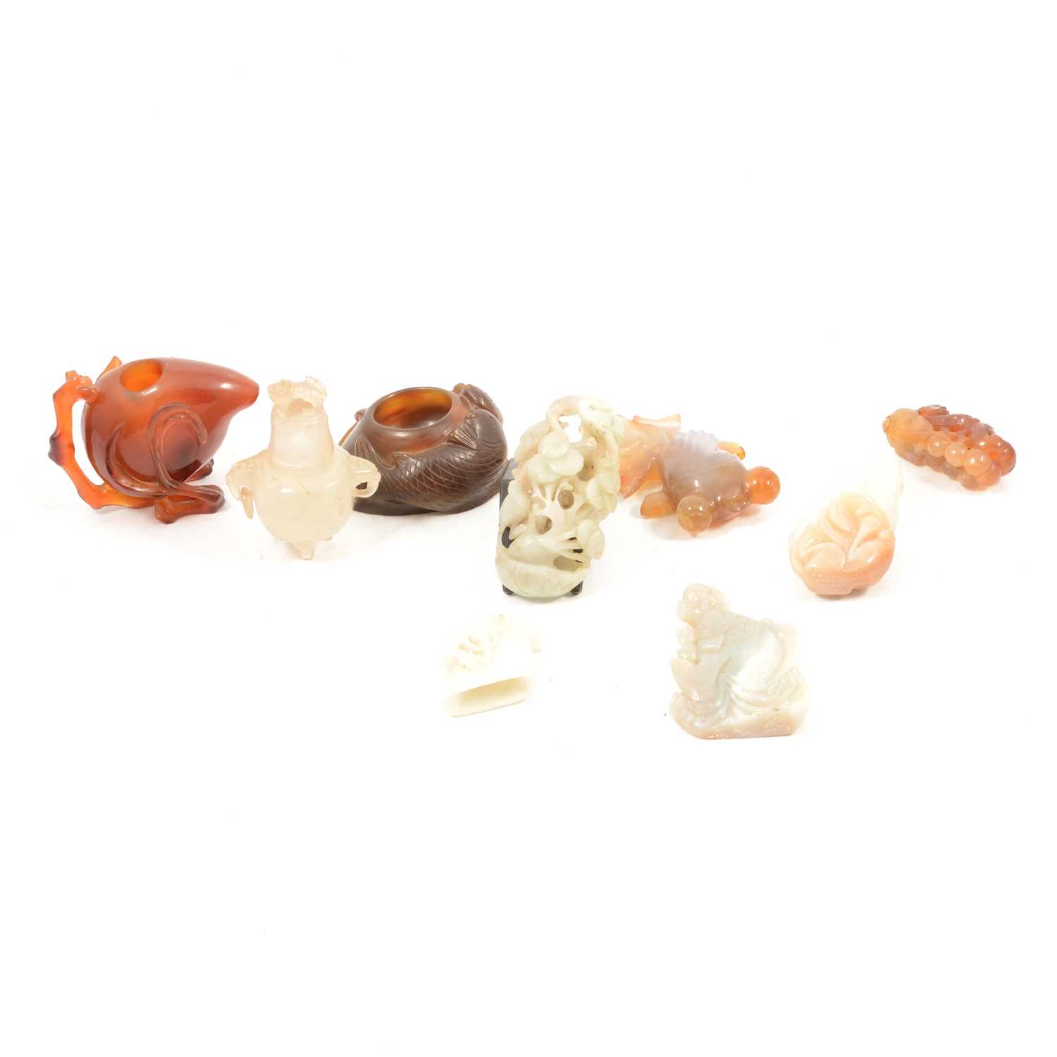 Lot 121 - Nine assorted Chinese carved hard- and