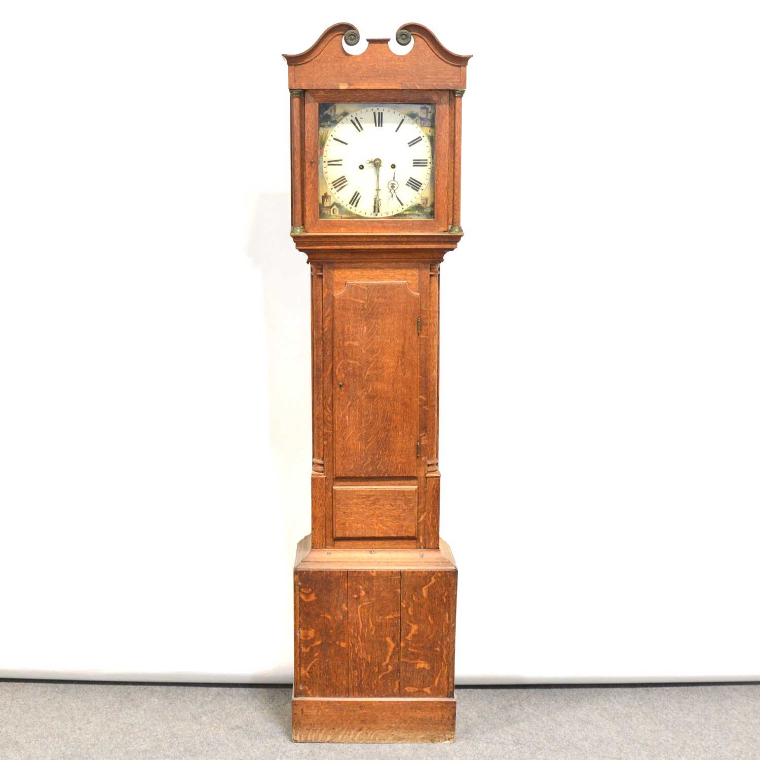 Lot 414 - Country made oak longcase clock,