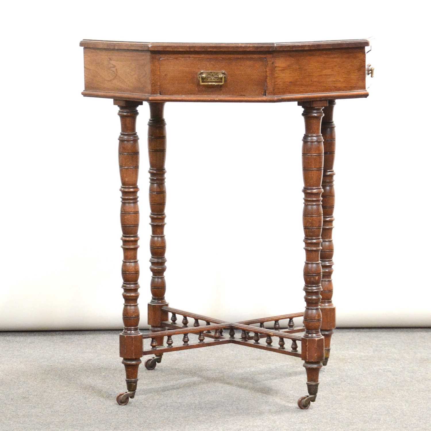 Lot 461 - Oak wall cabinet, and two Victorian tables,