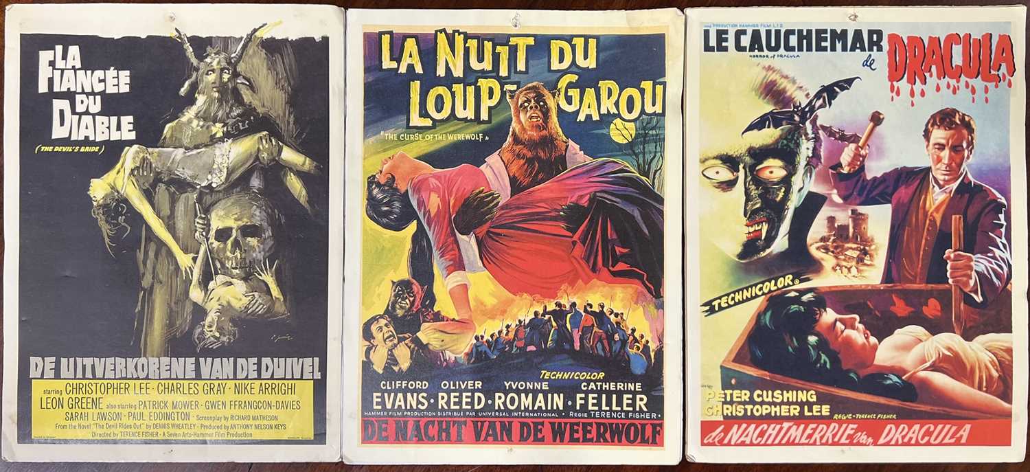 Lot 281 - Three Belgian lobby cards, Hammer Horror,