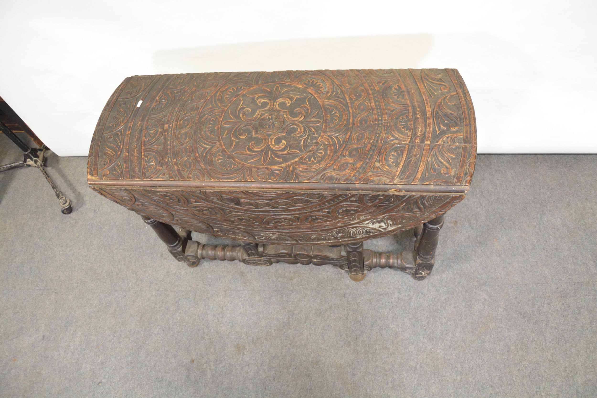 Lot 515 - Irish carved bog oak table,
