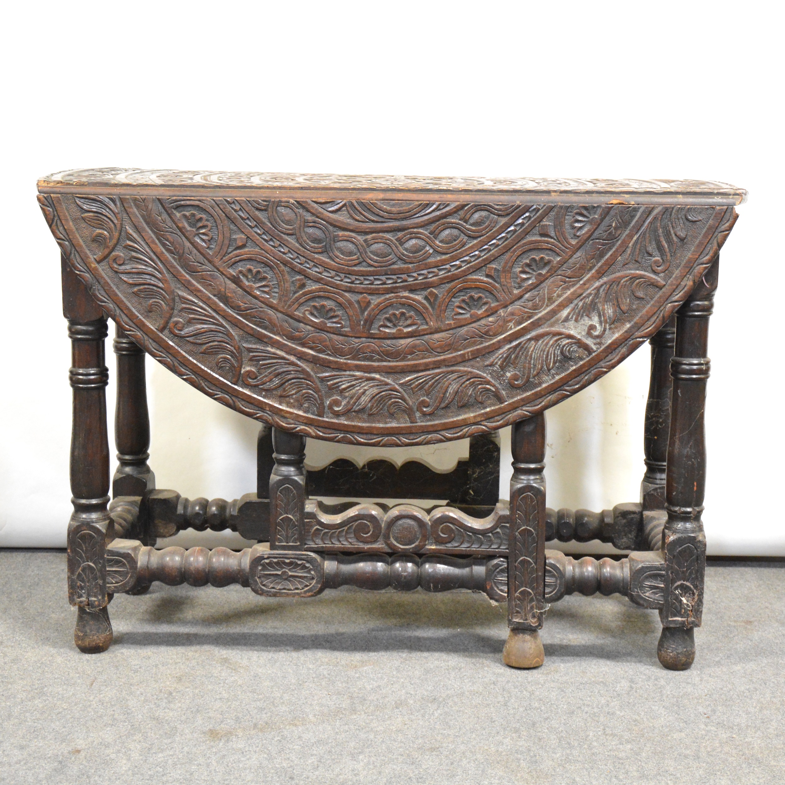 Lot 515 - Irish carved bog oak table,