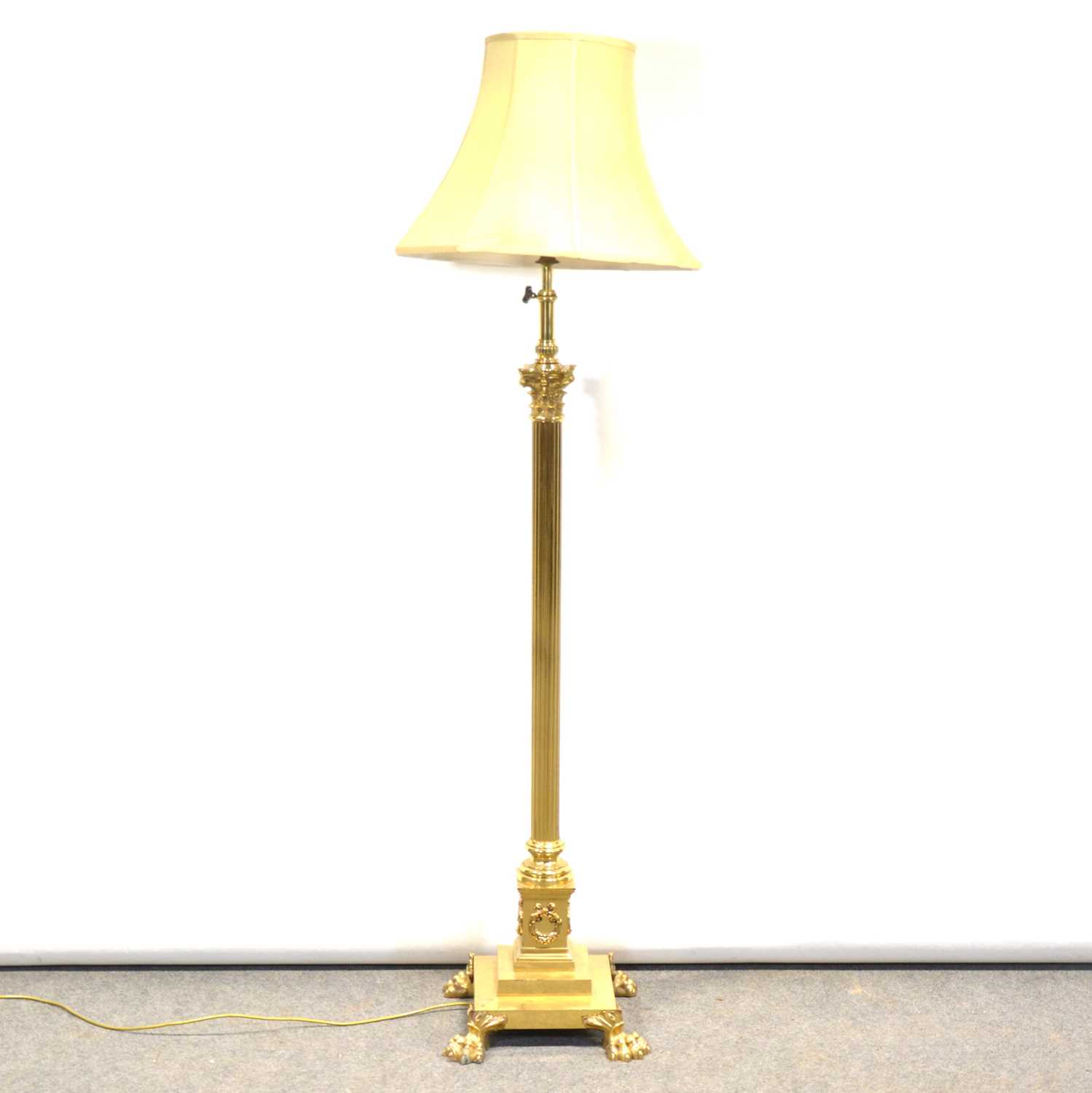 Lot 473 - Brass standard lamp,