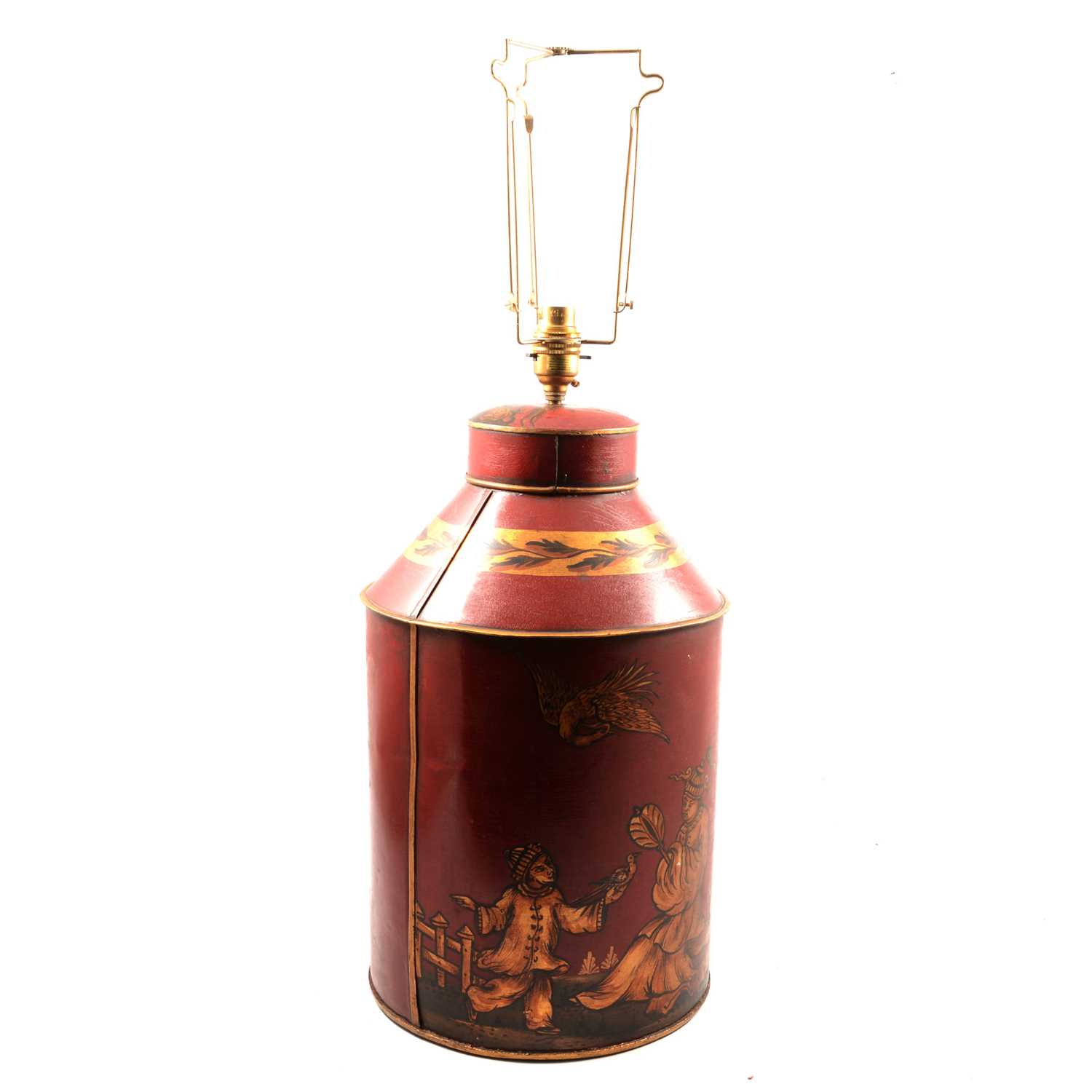 Lot 513 - Oriental tea caddy style table lamp,