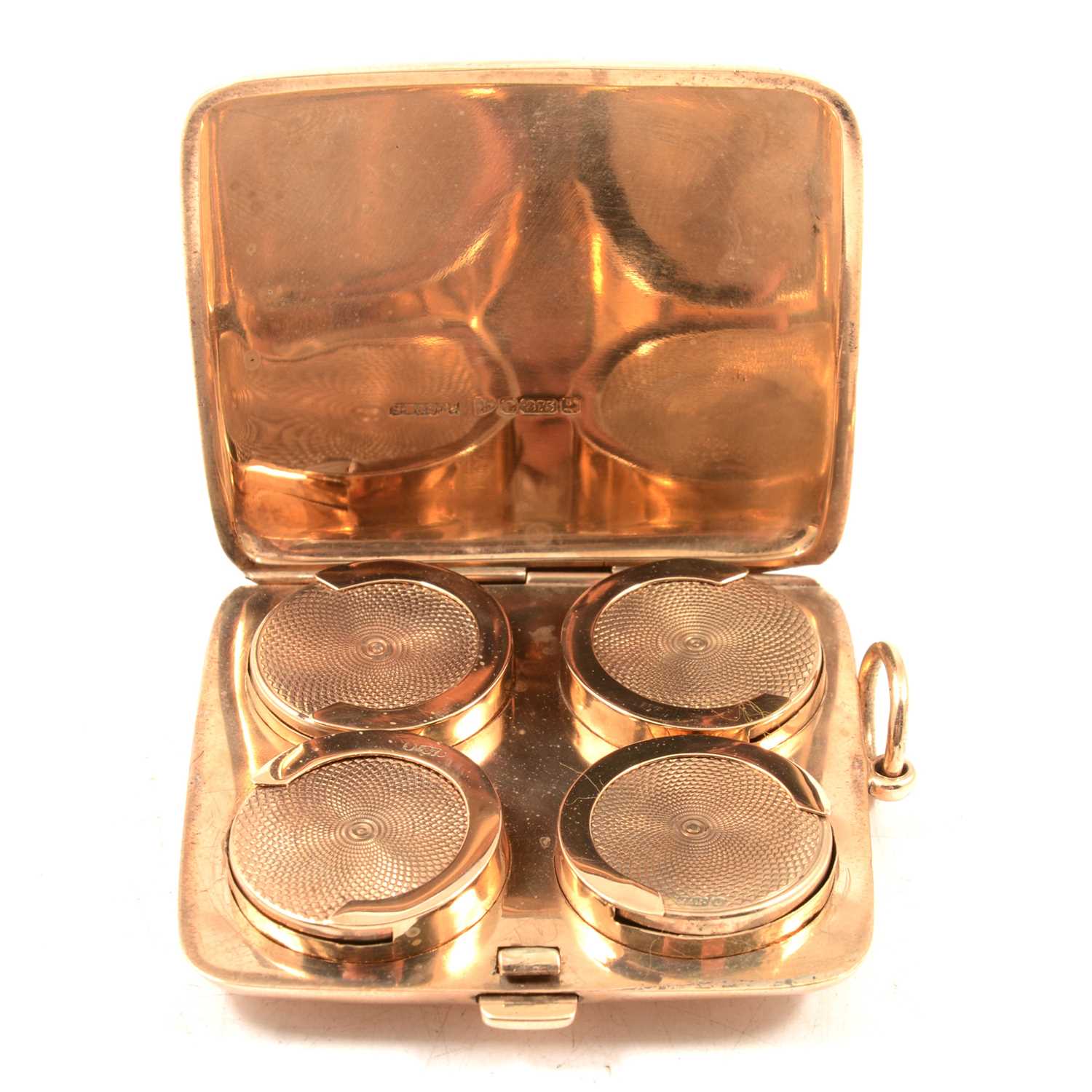 Lot 316 - George V 9ct gold four Sovereign coin case,