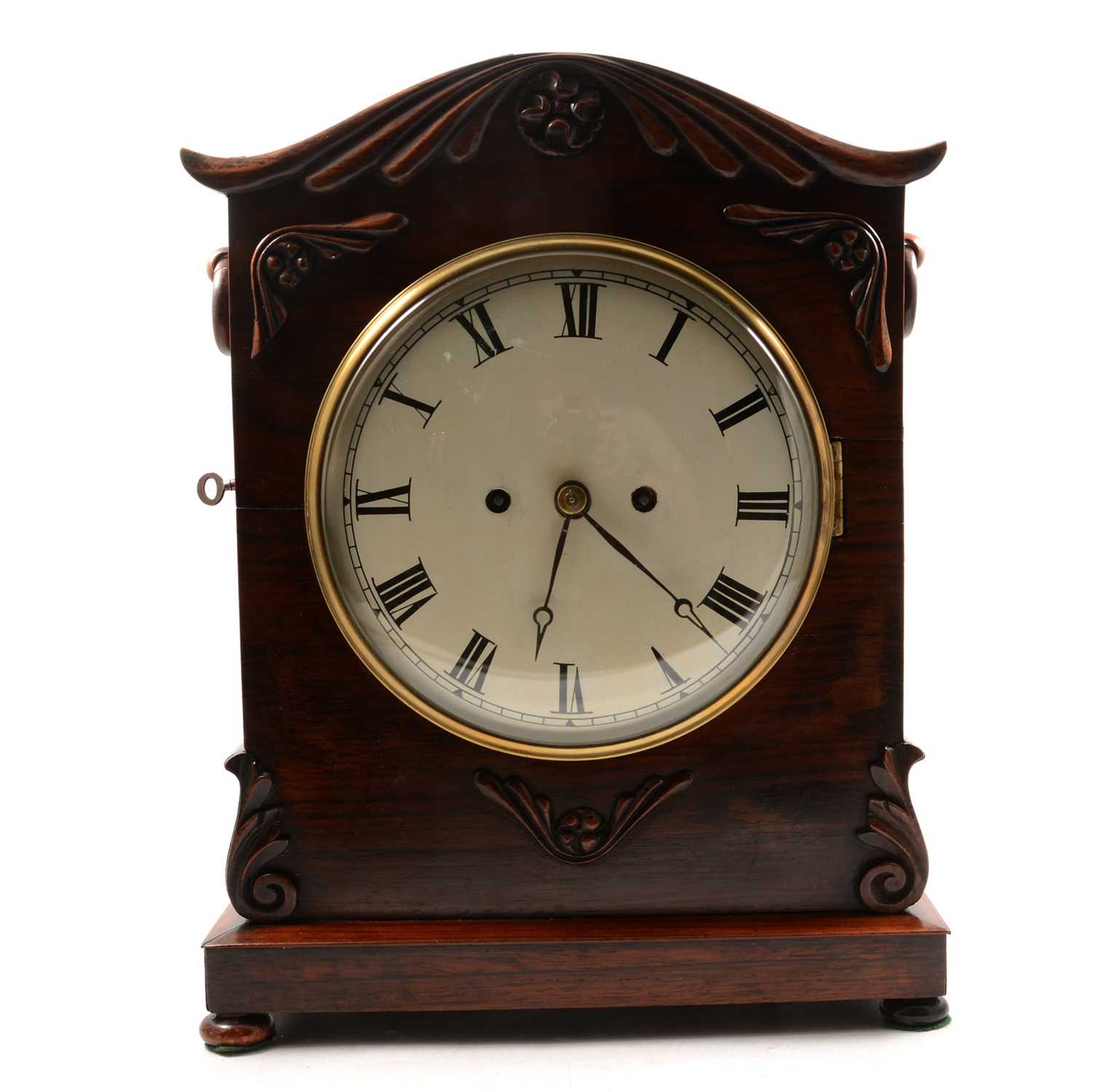 Lot 554 - William IV rosewood mantel clock,