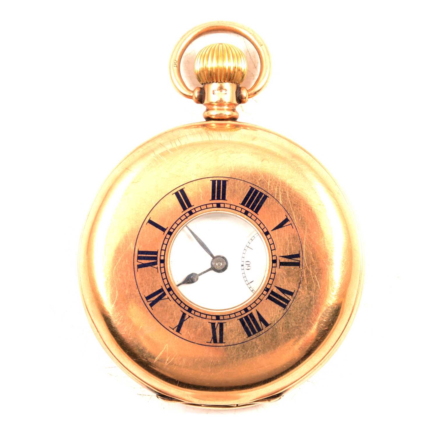 Lot 400 - 9ct gold half hunter pocket watch,