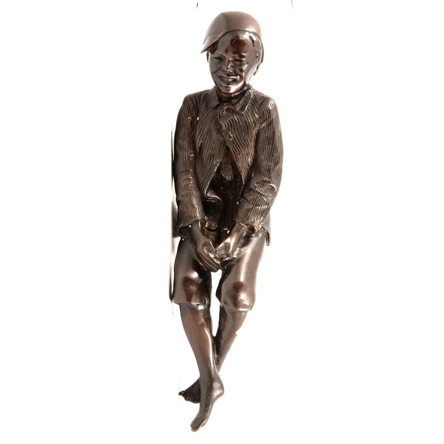 Lot 147 - Bronze model, seated boy,