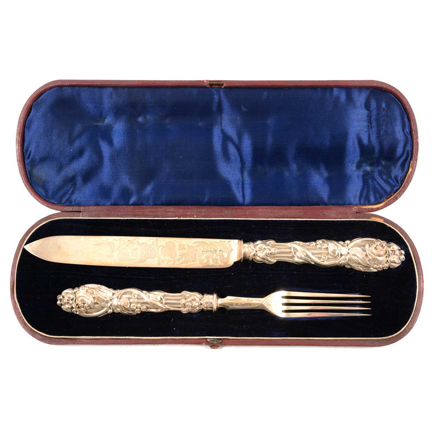 Lot 272 - Silver serving knife and fork,