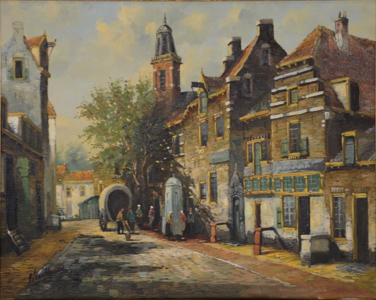 Lot 254 - H ten Hoeved, Dutch street scene,
