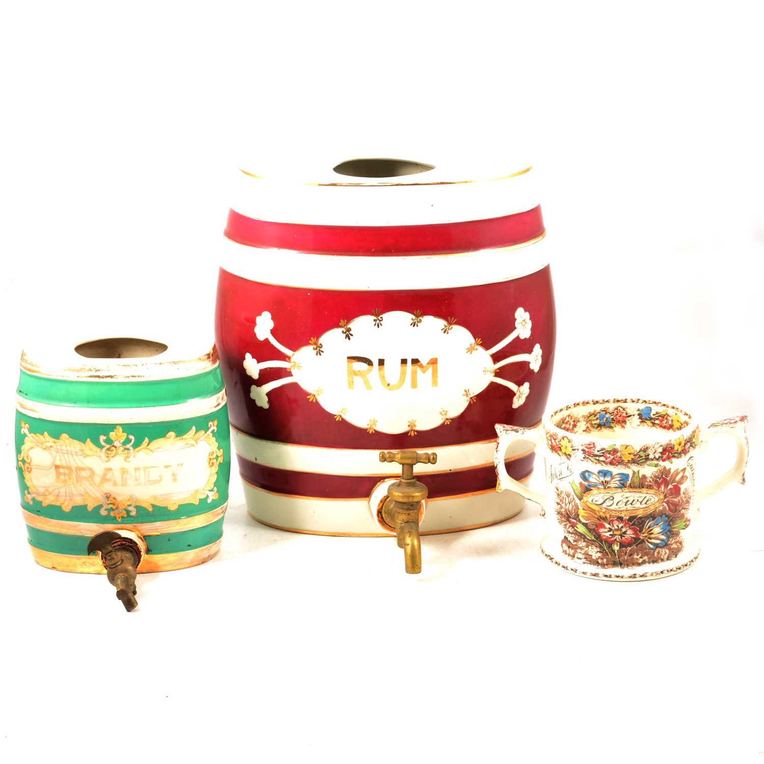 Lot 66 - Brandy and Rum ceramic barrels, and