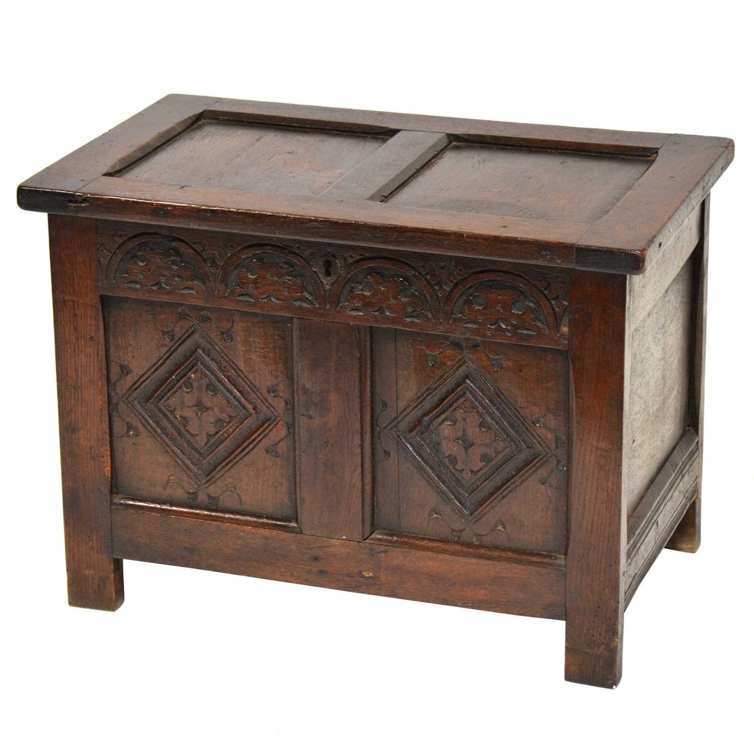 Lot 218 - Joined oak small coffer,