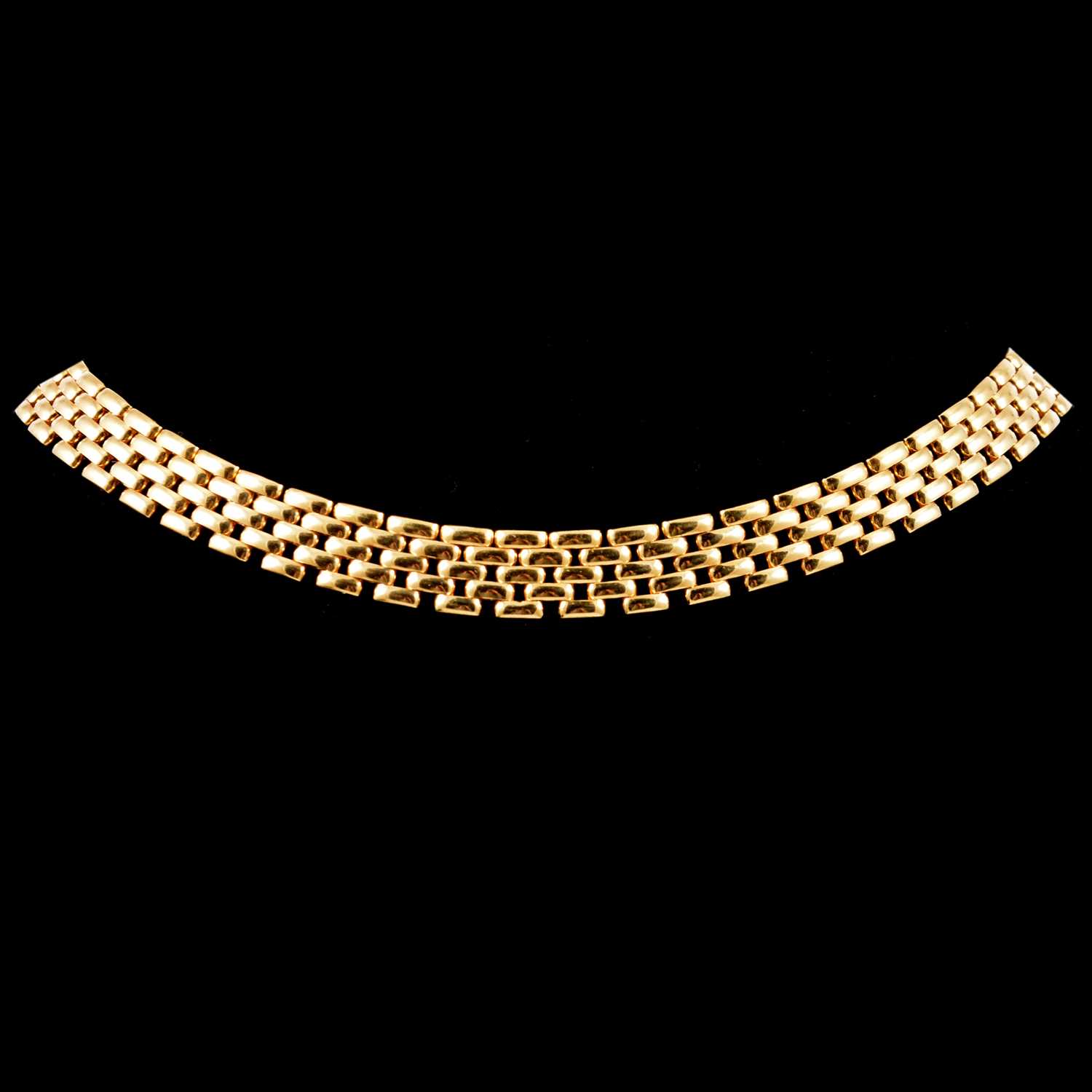 Lot 151 - An 18 carat yellow gold collar necklace.