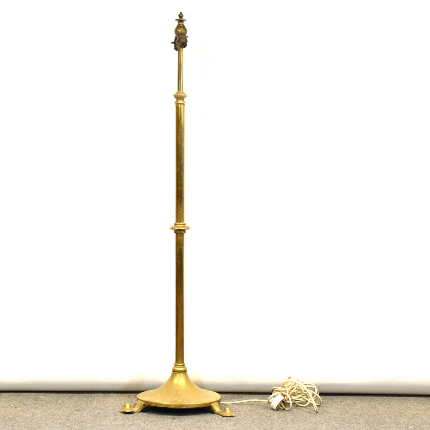 Lot 474 - Brass telescopic standard lamp,