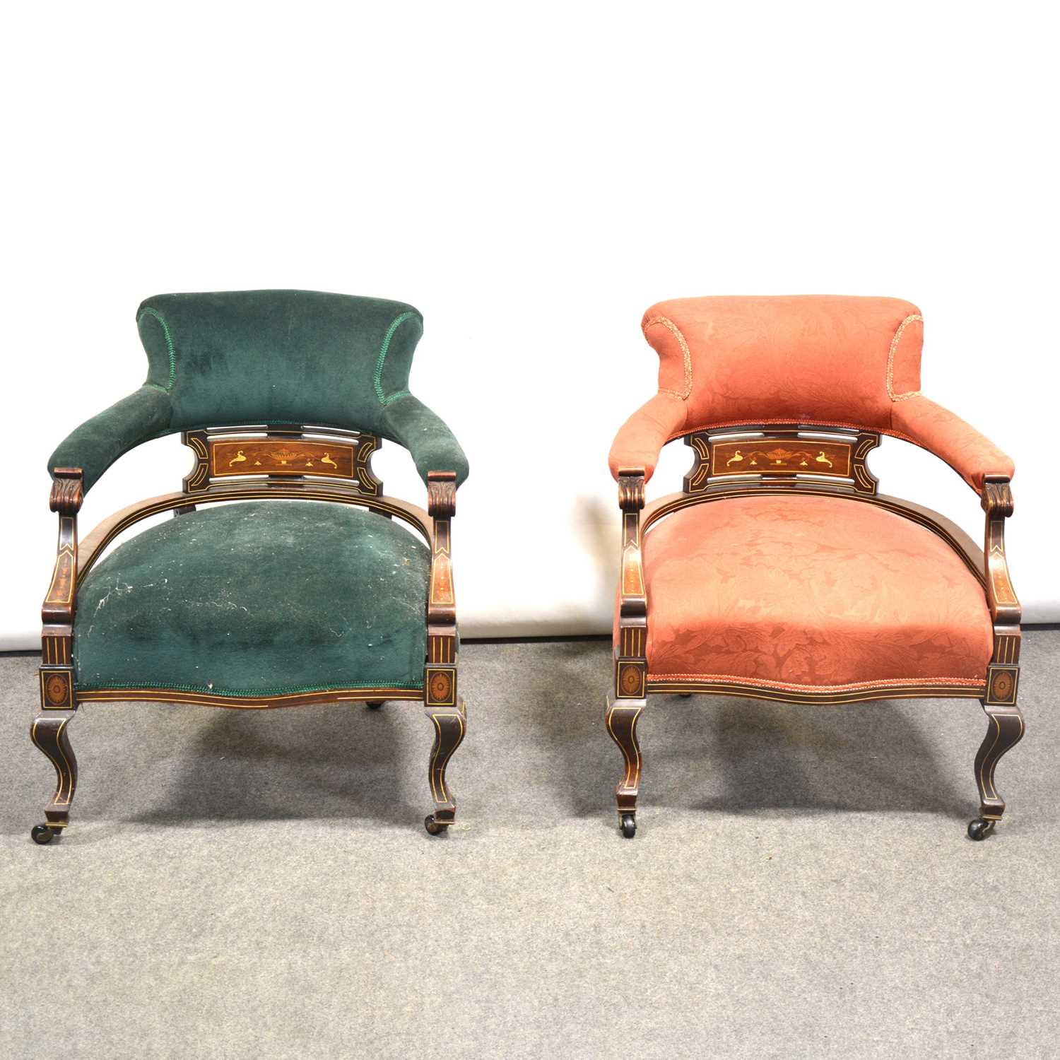 Lot 506 - Pair of late Victorian inlaid mahogany tub