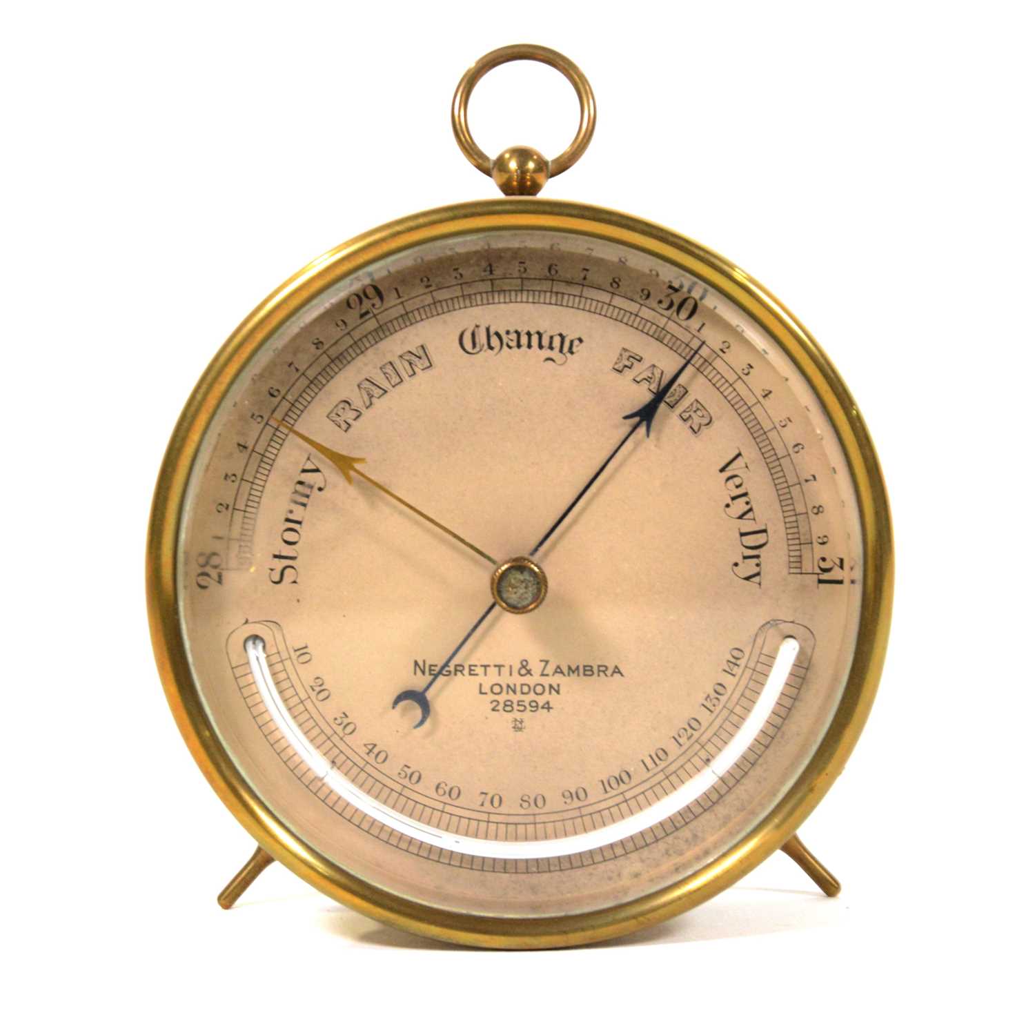 Lot 772 - Brass cased desk top barometer,
