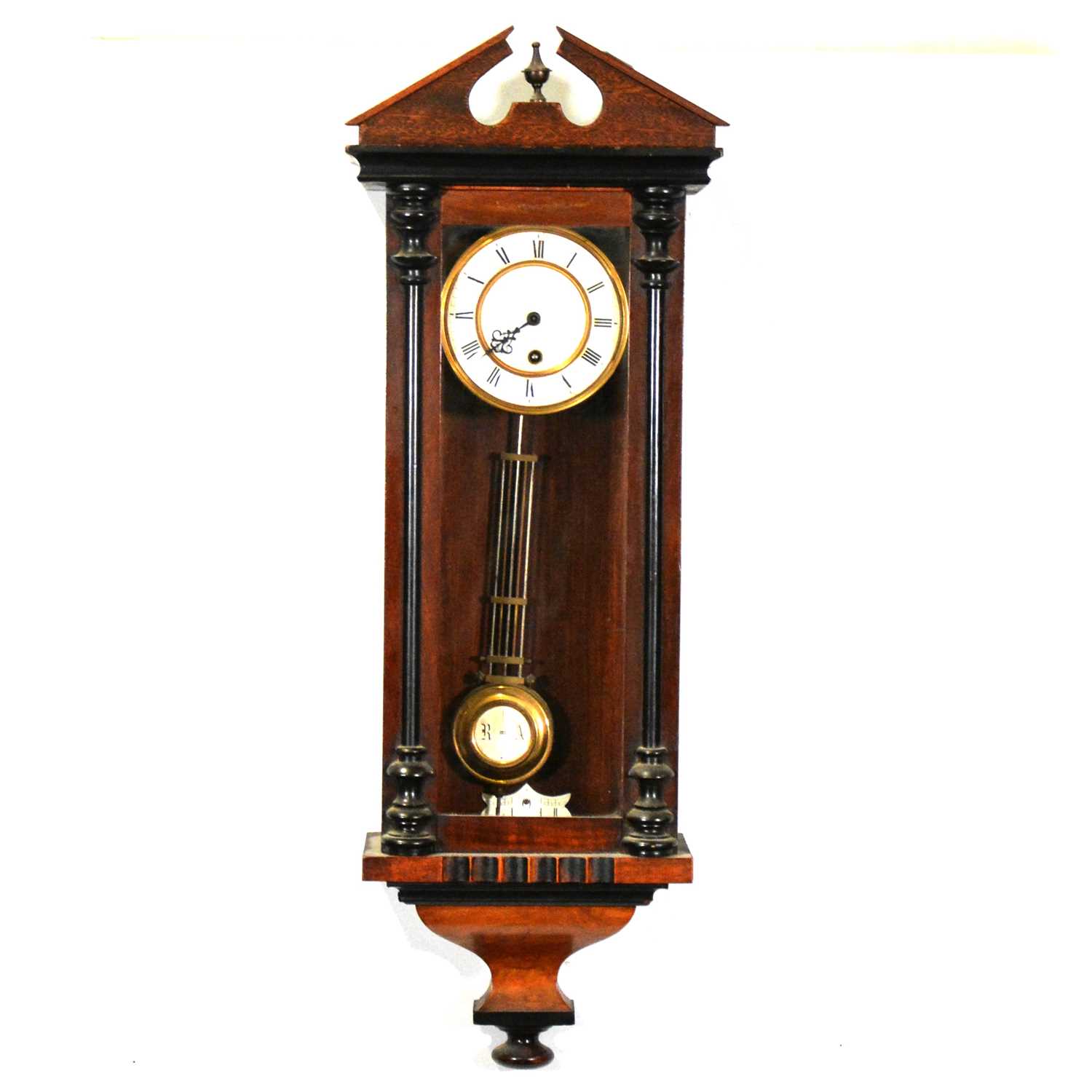 Lot 421 - Walnut Vienna type wall clock,