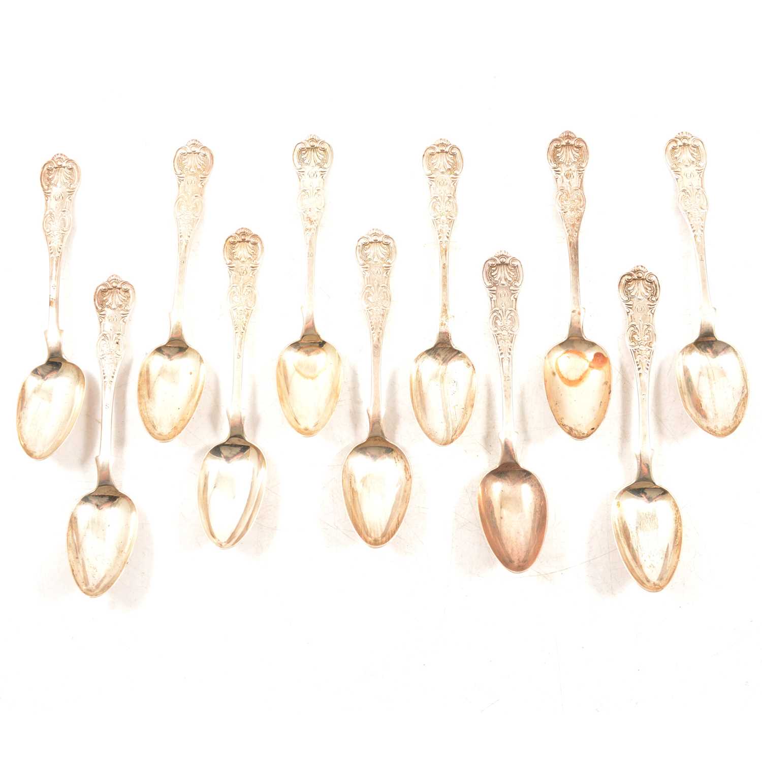 Lot 250 - Eleven Scottish silver Kings pattern