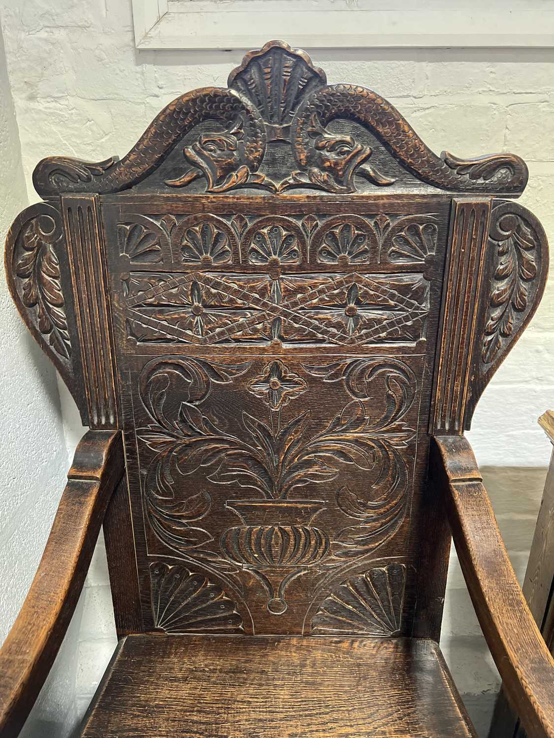 Lot 31 - Victorian oak wainscot chair,