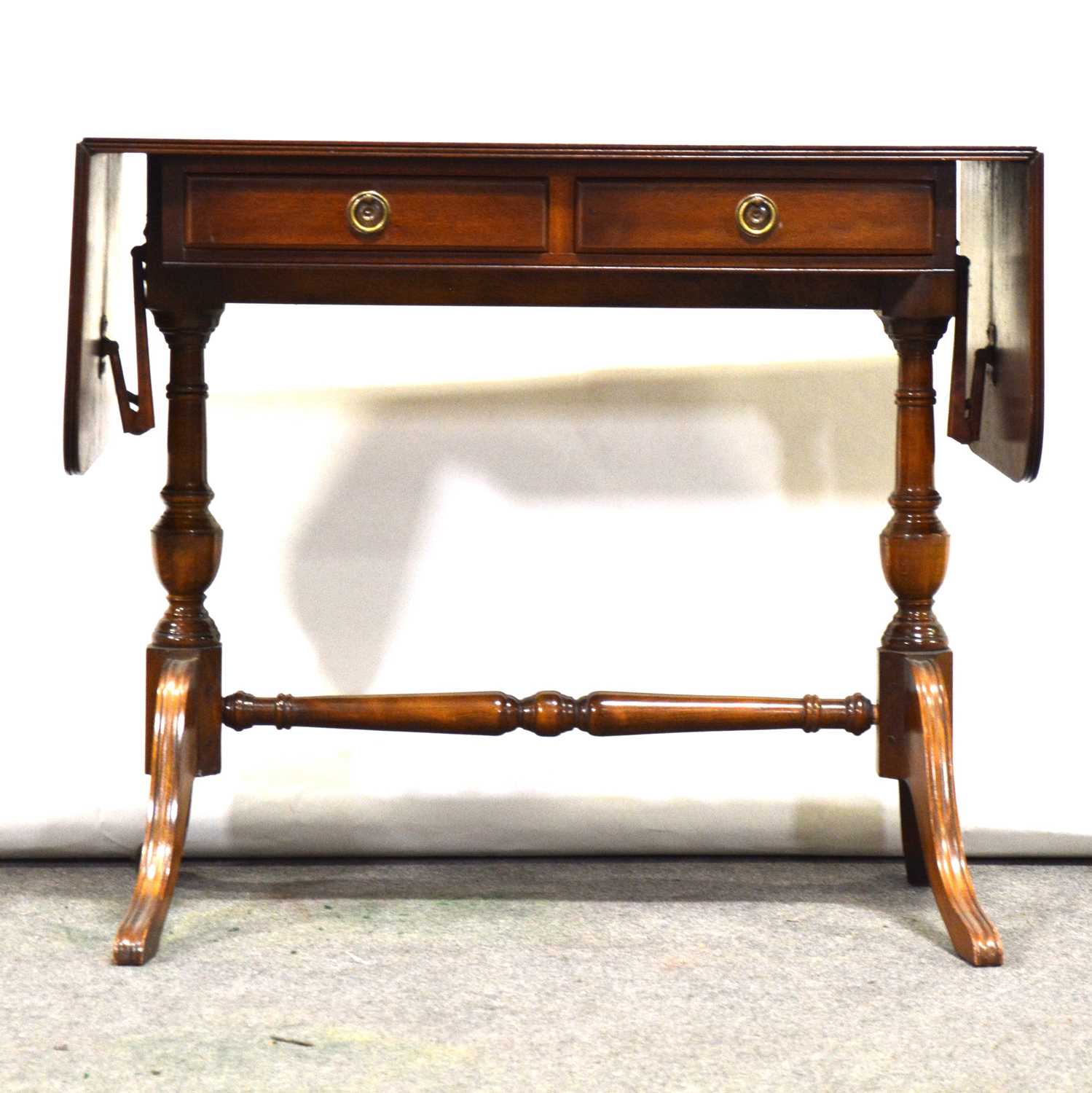 Lot 498 - Mahogany sofa table, by Haselbech Oak,
