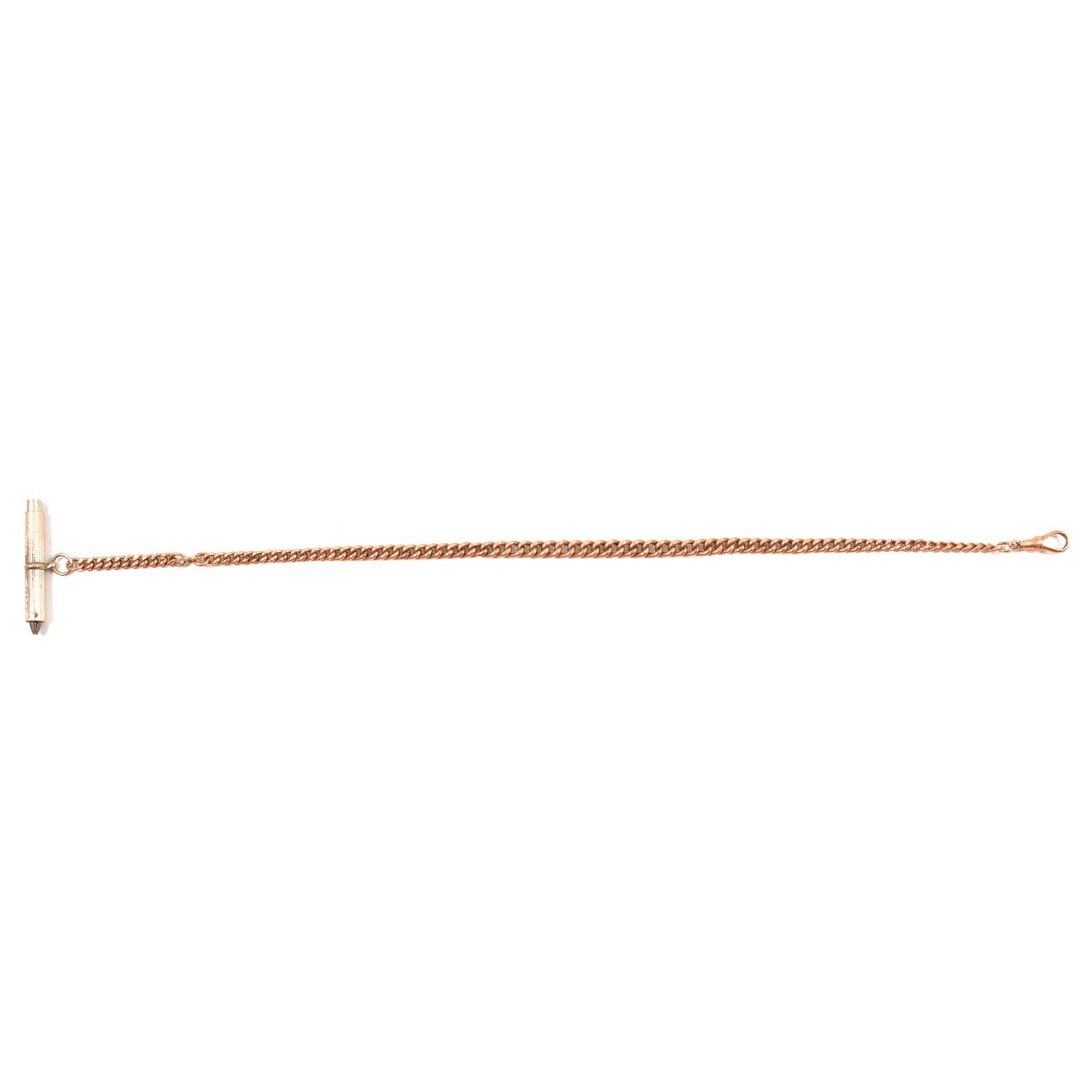 Lot 340 - A rose metal single Albert watch chain.