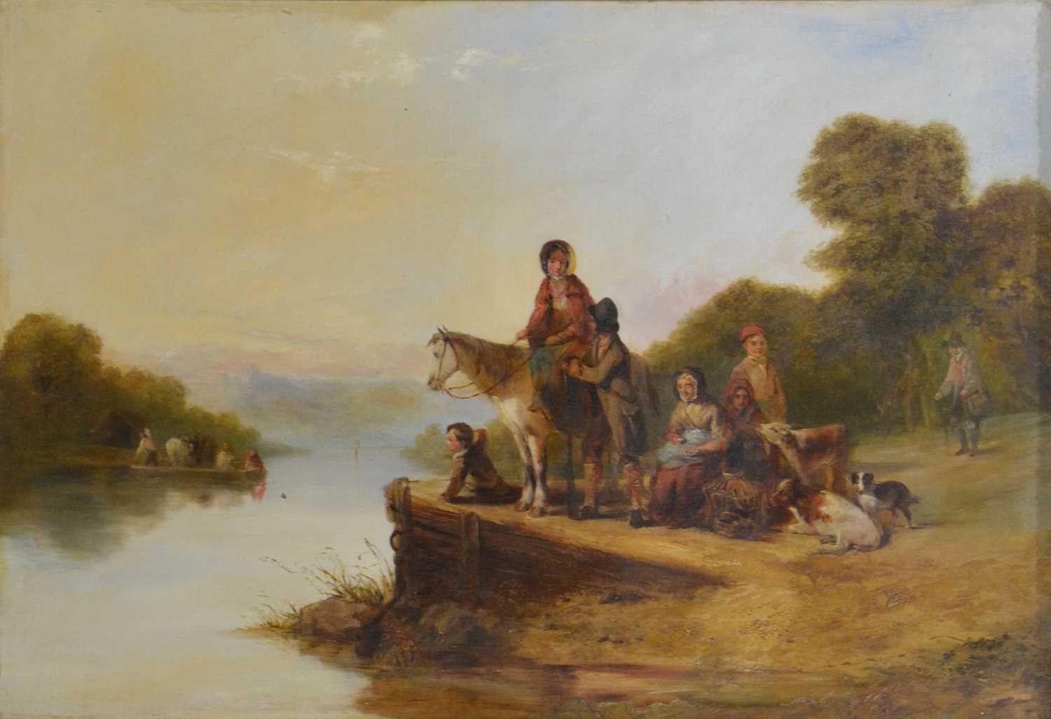 Lot 148 - William Shayer, Waiting for the ferry,