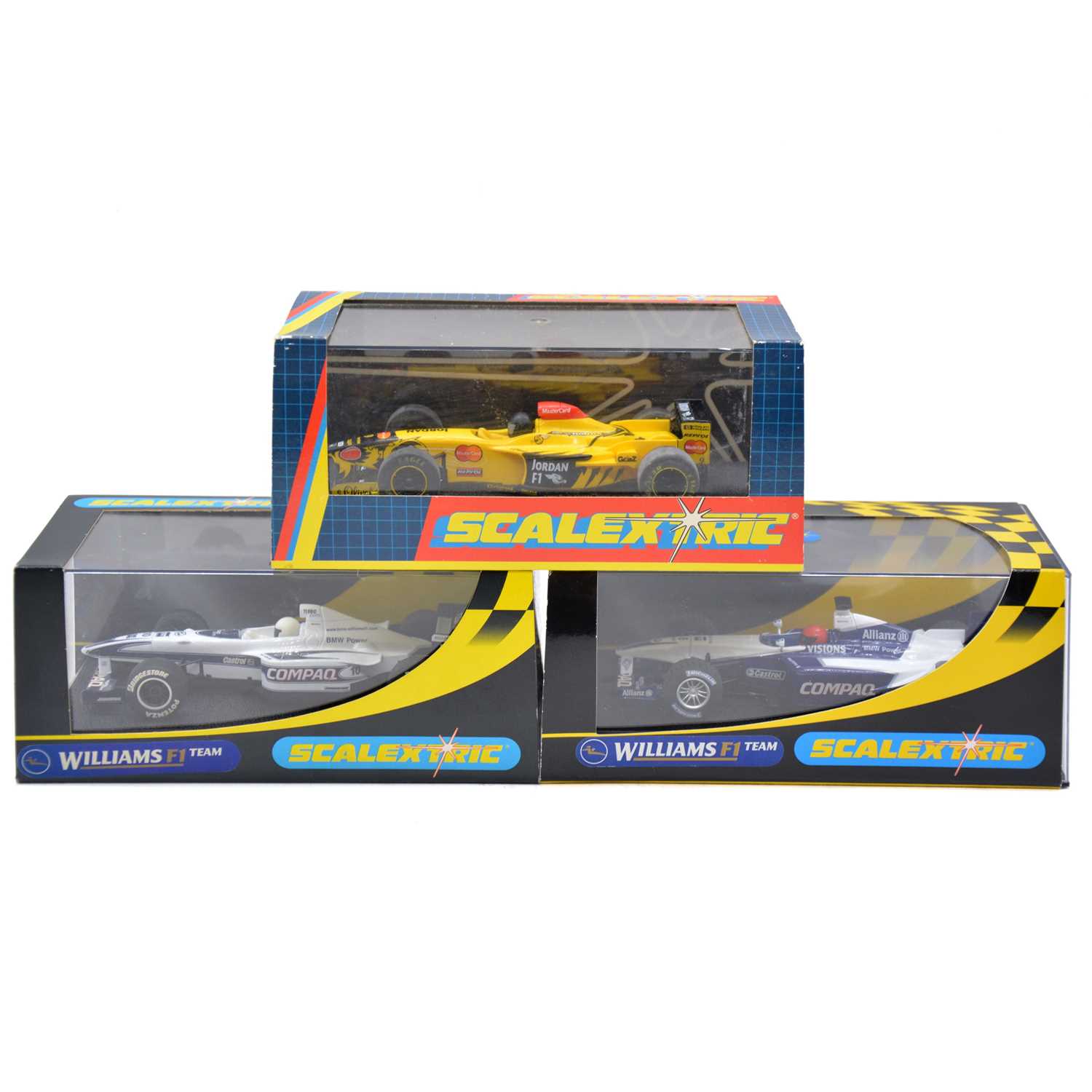Lot 126 - Three Scalextric F1 slot cars, Jordan and