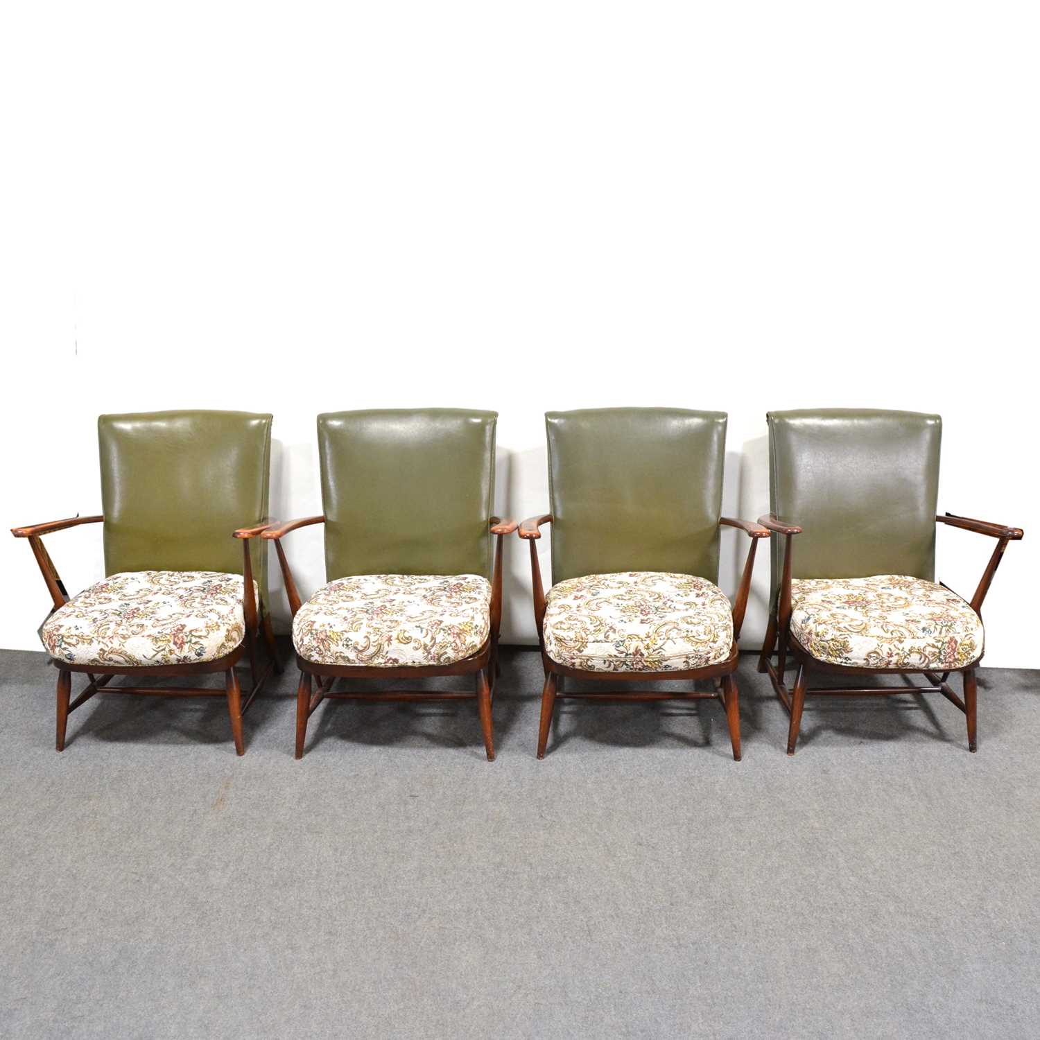 Lot 526 - Four Ercol style easy chairs,