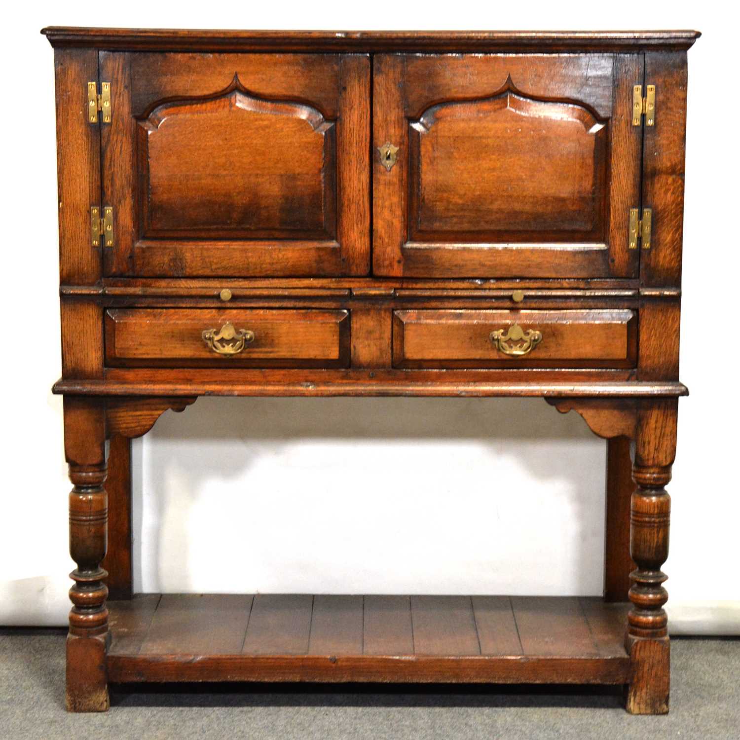 Lot 447 - Haselbech Oak court cupboard,