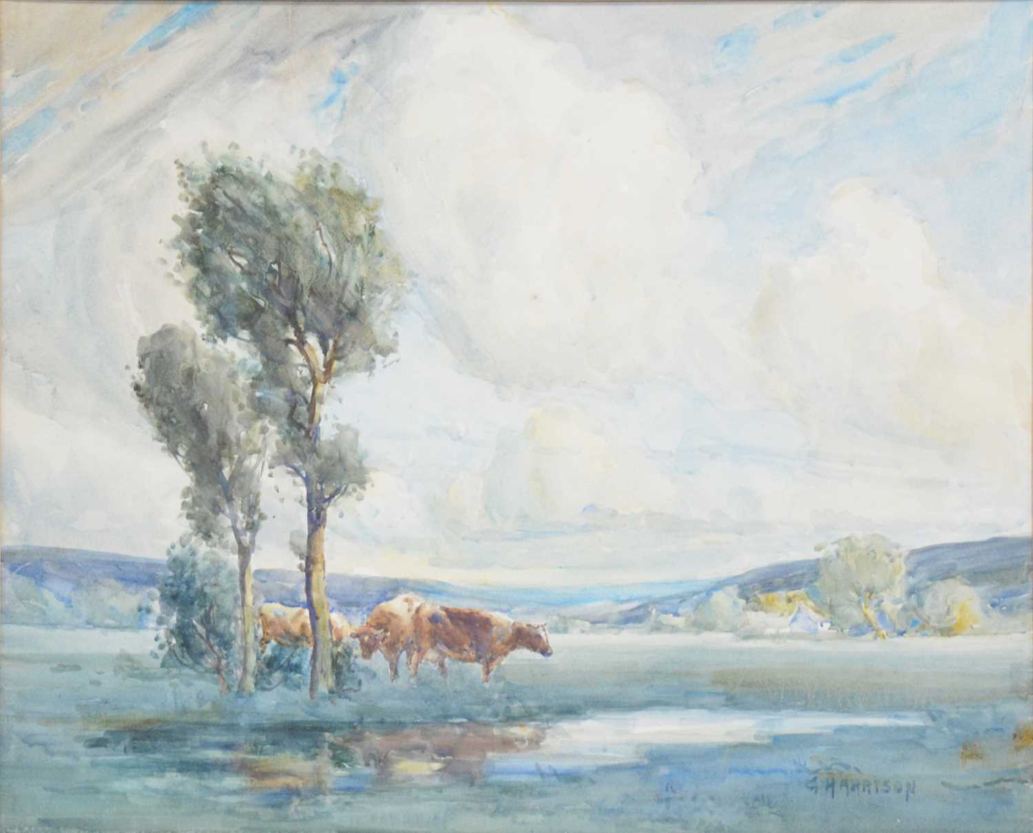 Lot 386 - George Harrison, Cattle in a valley