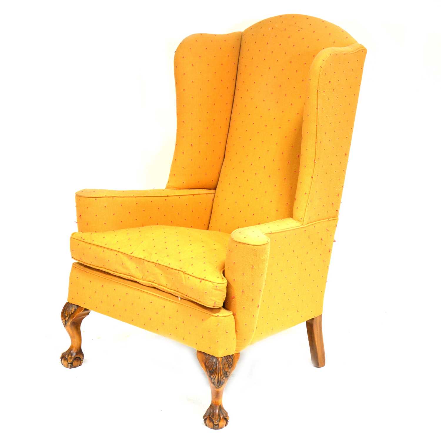 Lot 448 - Georgian style wing-back easy chair,