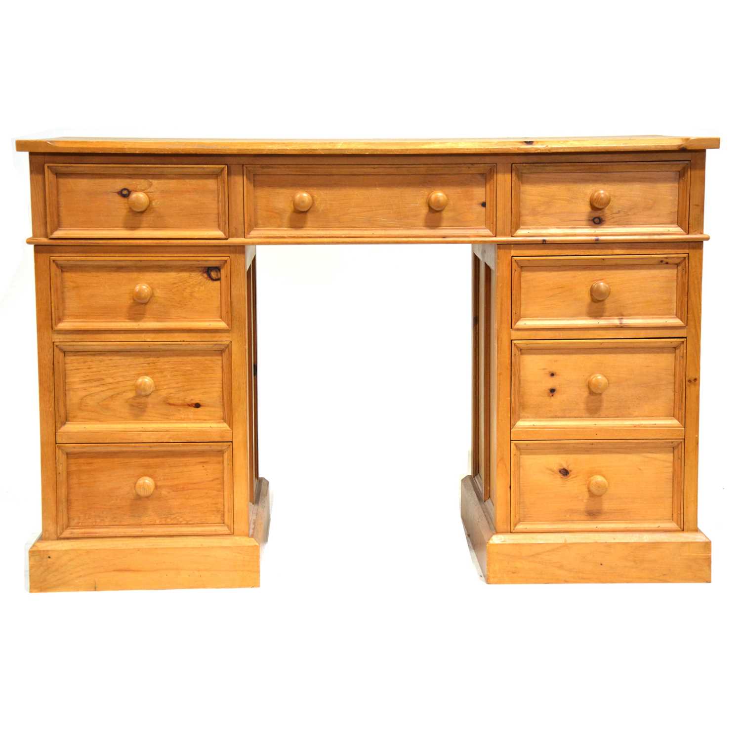 Lot 451 - Modern pine twin pedestal desk,