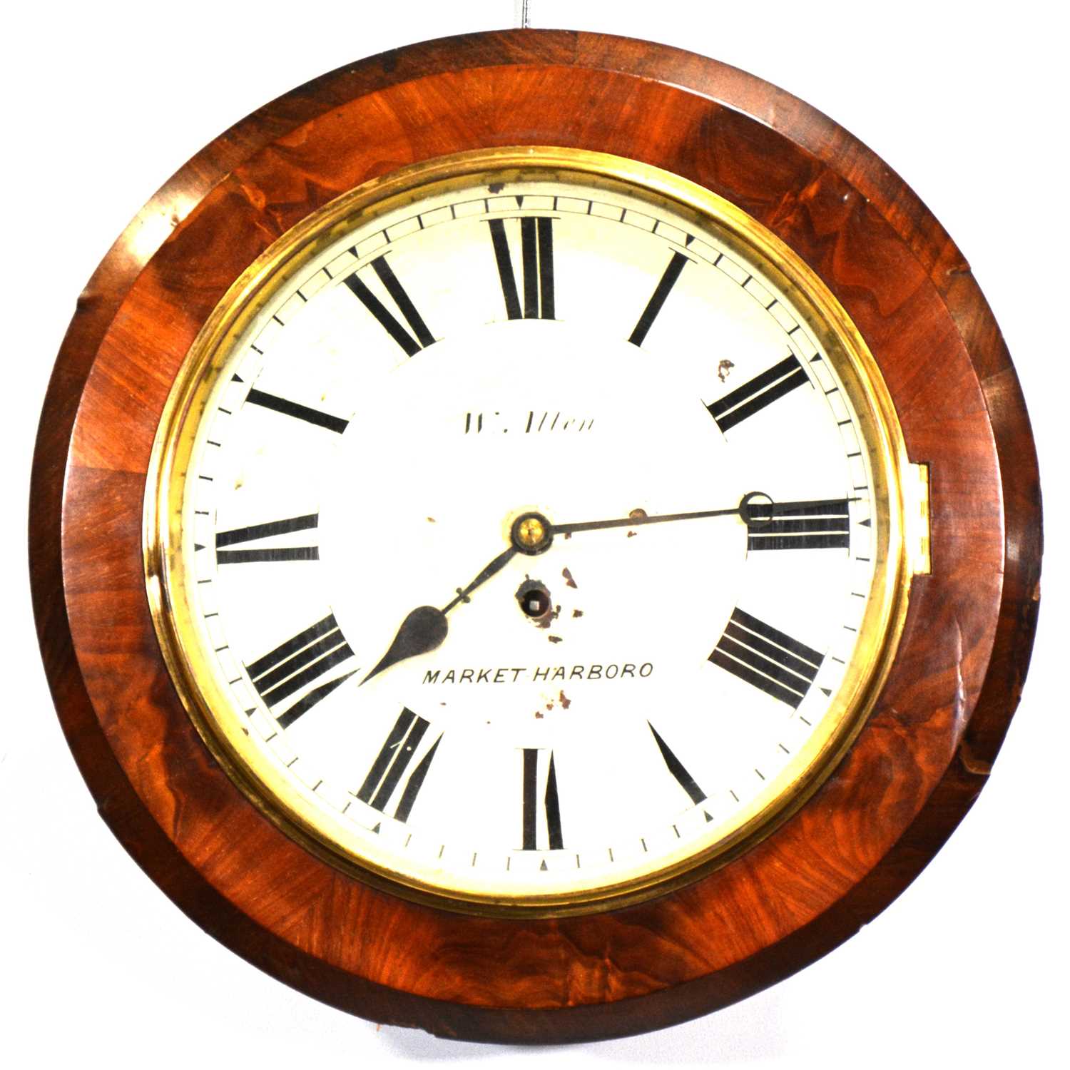 Lot 581 - Walnut cased circular wall clock, signed