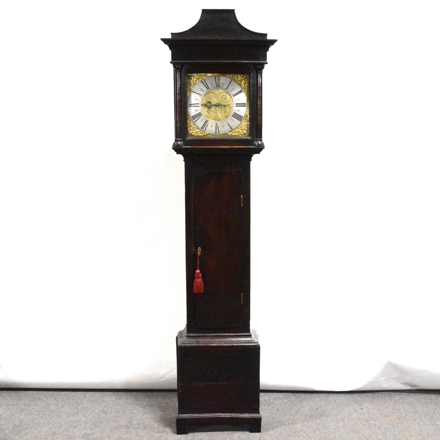Lot 261 - Oak longcase clock,