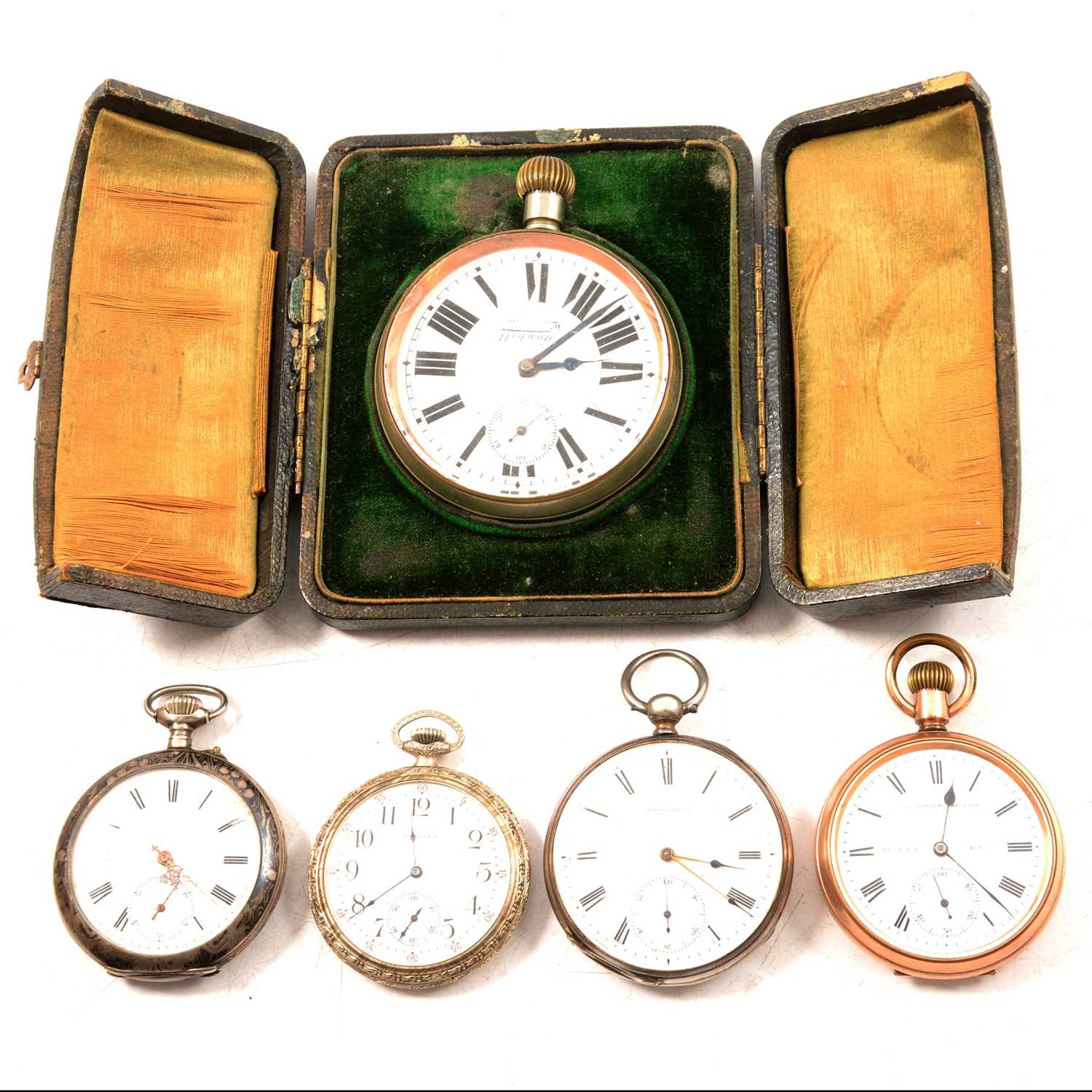 Lot 178 - Four pocket watches and a goliath pocket