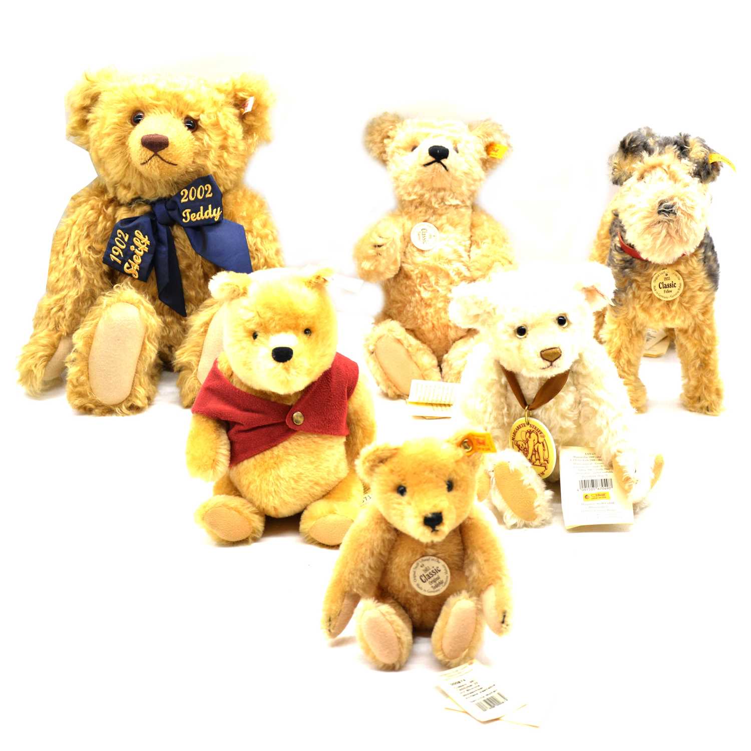 Lot 341 - Six Steiff teddy bears, including 670479,