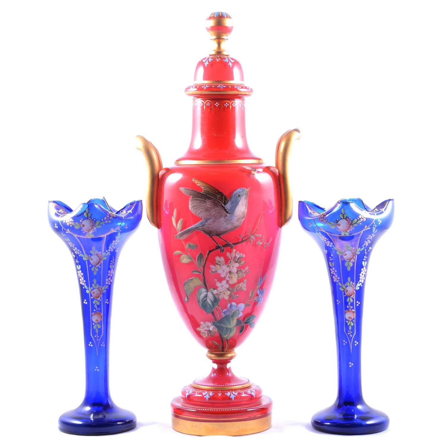 Lot 81 - 19th century overlaid and enamelled glass
