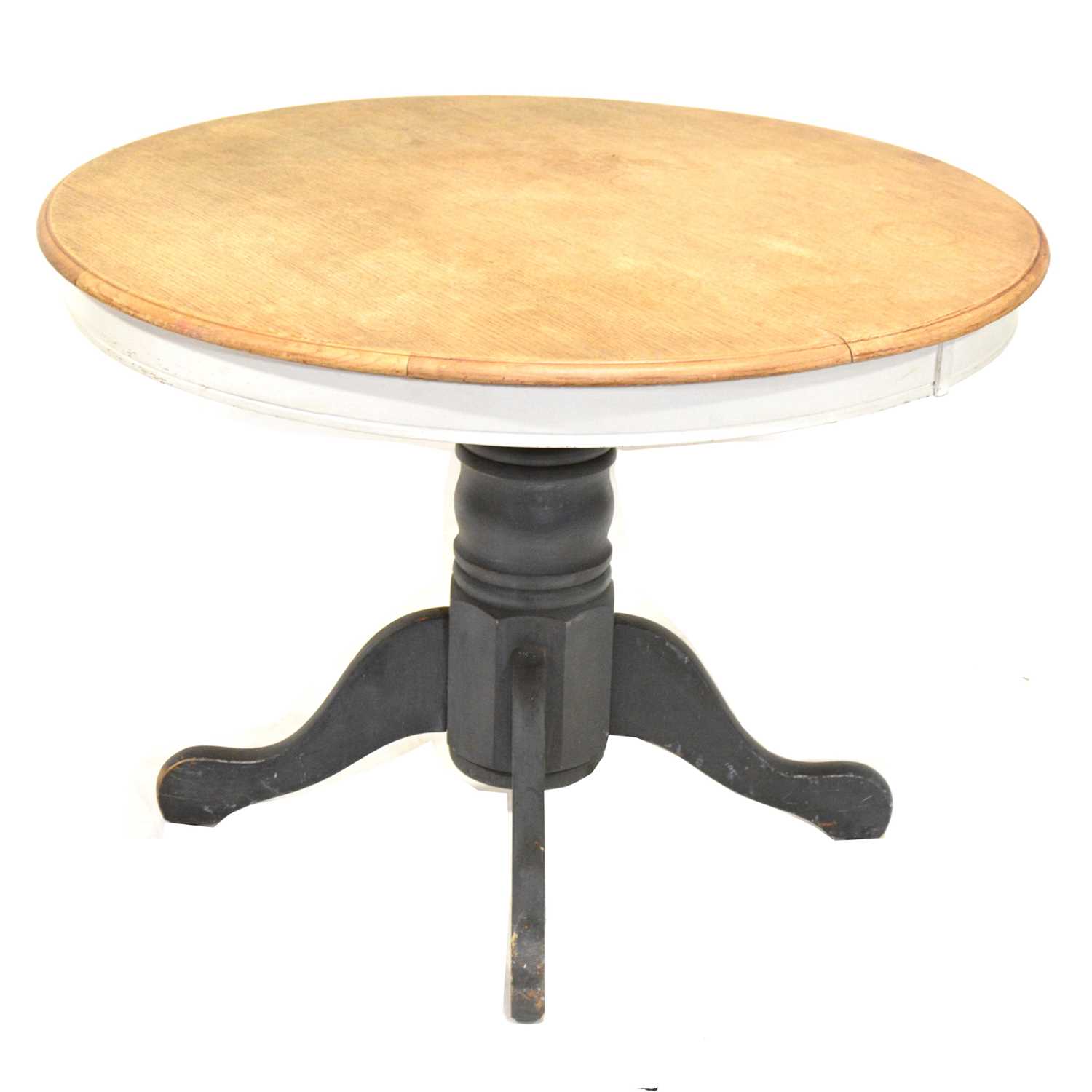 Lot 398 - Oak and part painted breakfast table,