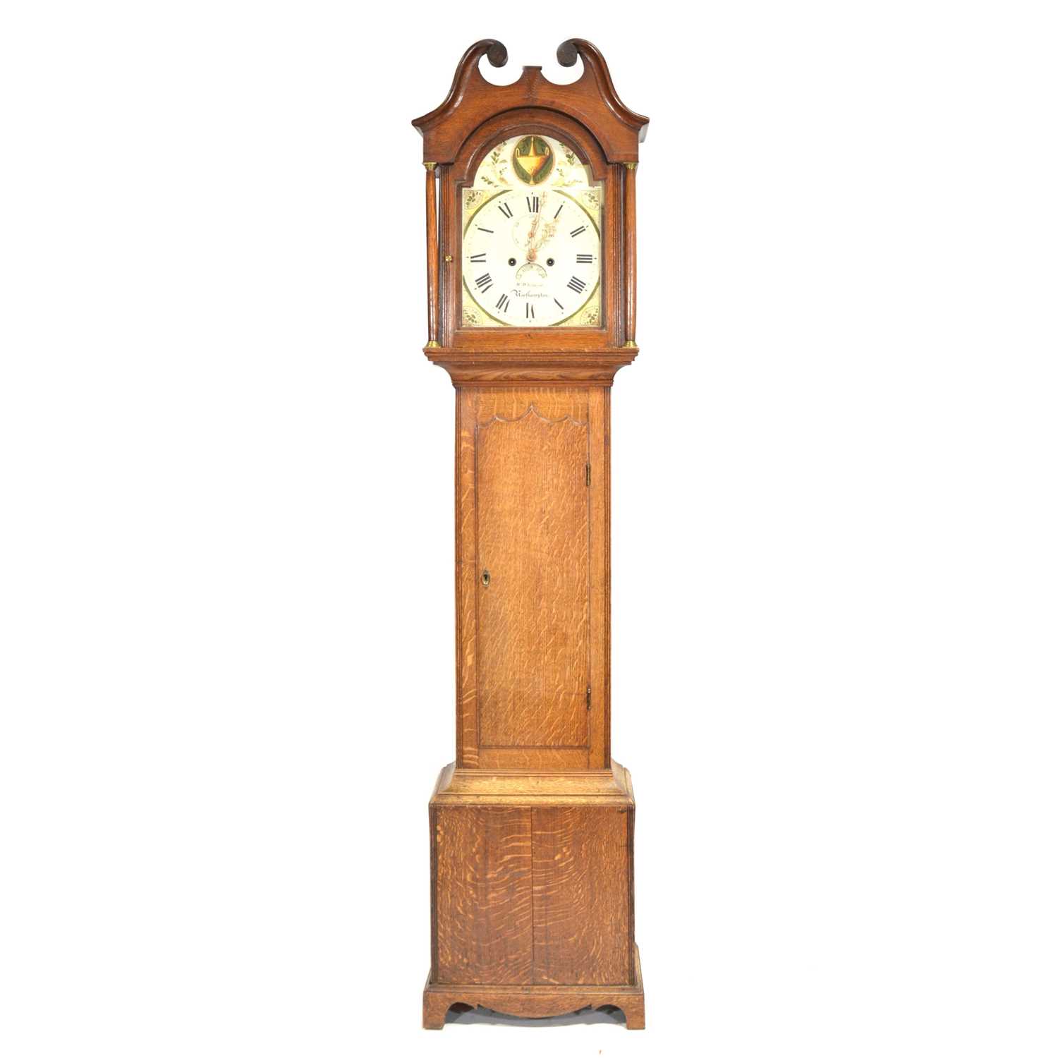 Lot 387 - Oak eight-day longcase clock, signed W