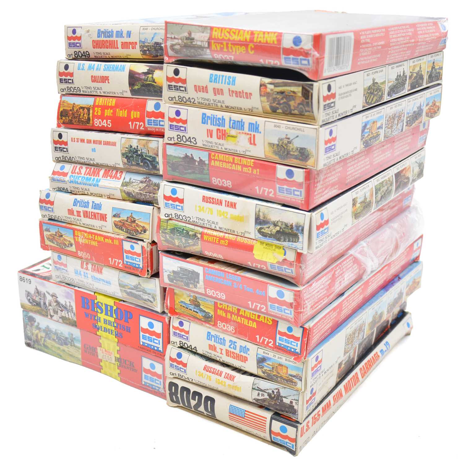 Lot 40 - Twenty-one ESCI 1/72 scale military vehicles,