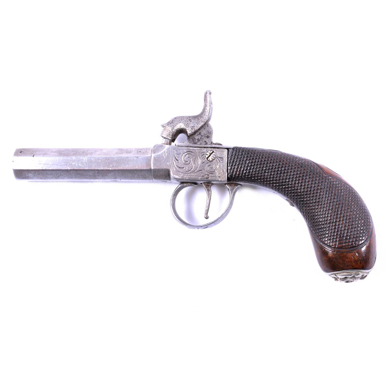 Lot 248 - Percussion box lock pistol,